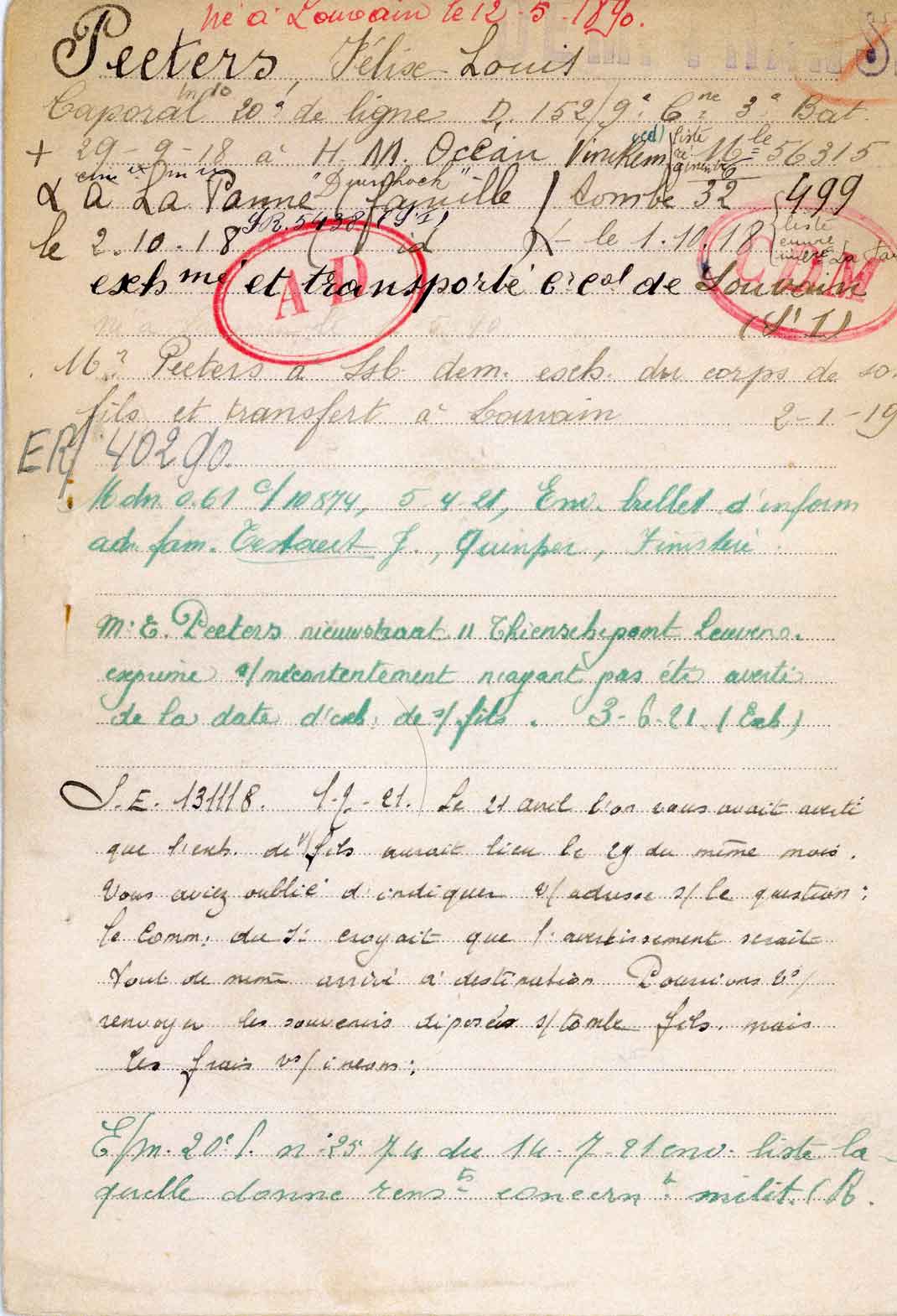 gesneuvelden heverlee 1914-1918 (Eerste Wereldoorlog)